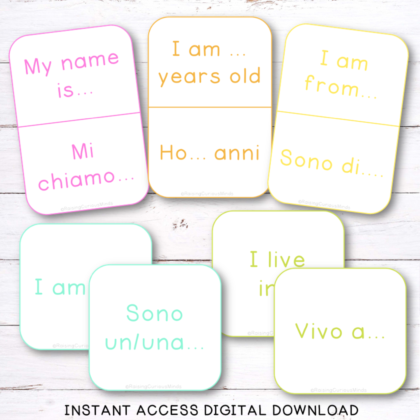 Italian Introductions Flashcards – Raising Curious Minds