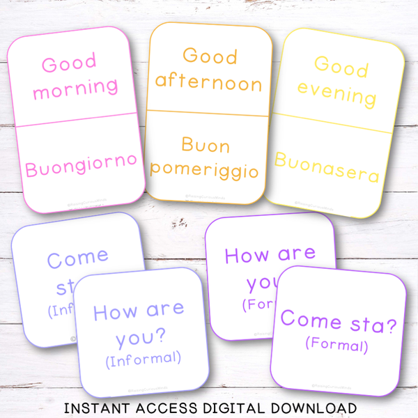 Italian Greeting Flashcards – Raising Curious Minds